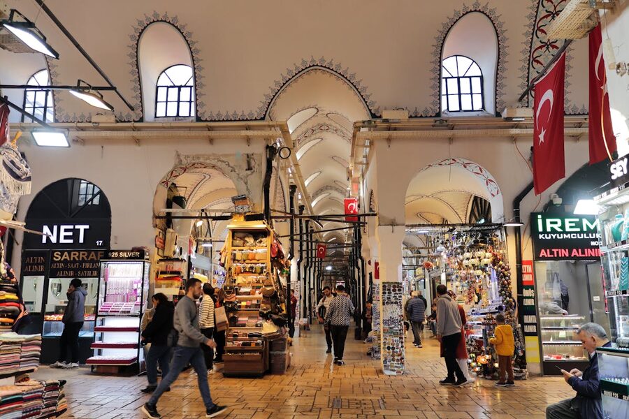 Grand Bazaar lamps and ceiling in Istanbul