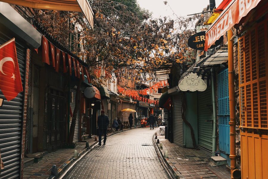 Historic street and buildings in Istanbul