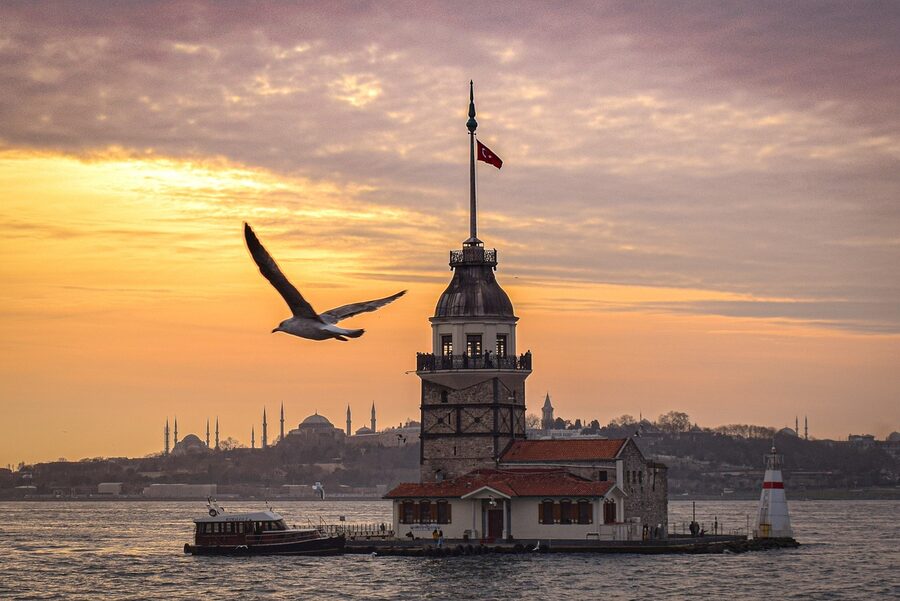 Maiden's Tower on the Bosphorus at sunset
