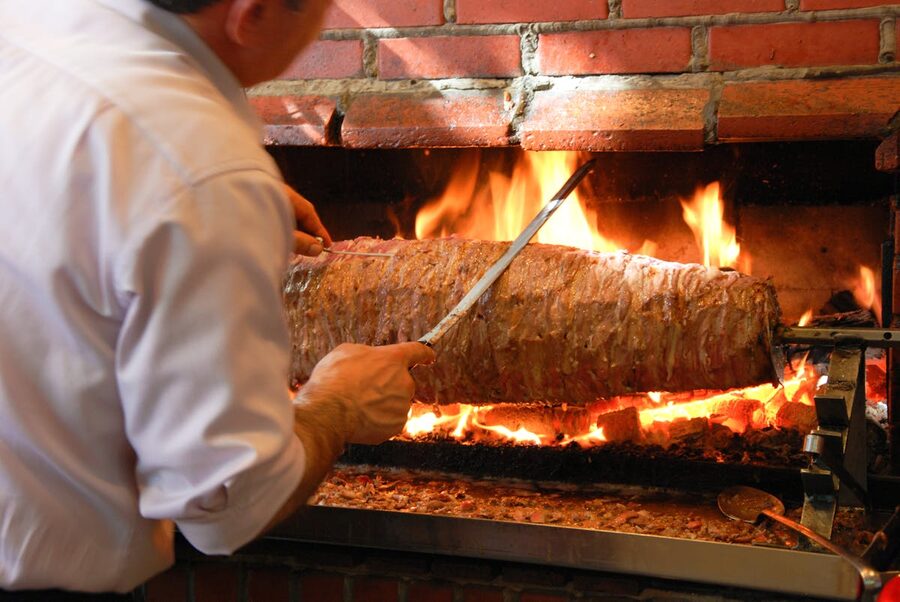 Istanbul street food vendor preparing food