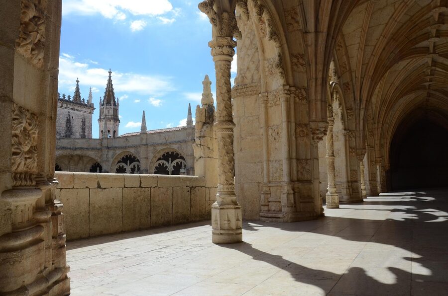 Light and shadow on Jeronimos Monastery arches