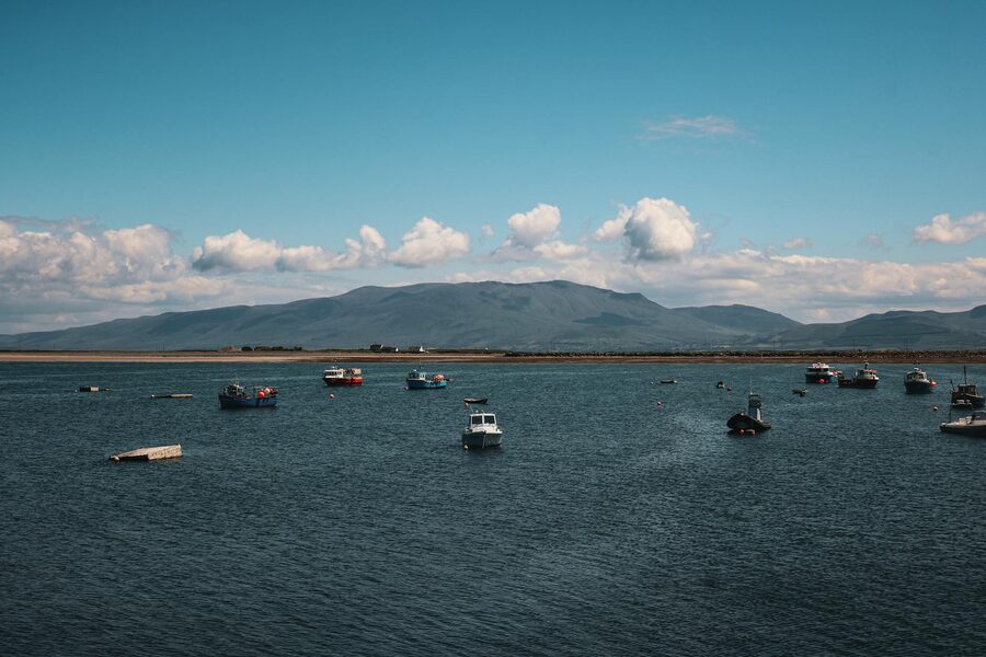 Boats anchored in a Kerry harbour