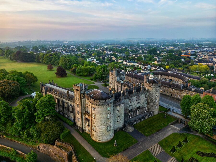 Aerial view of Kilkenny Castle and surrounding gardens Ireland
