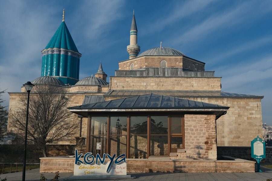 Mevlana Museum turquoise dome in Konya Turkey