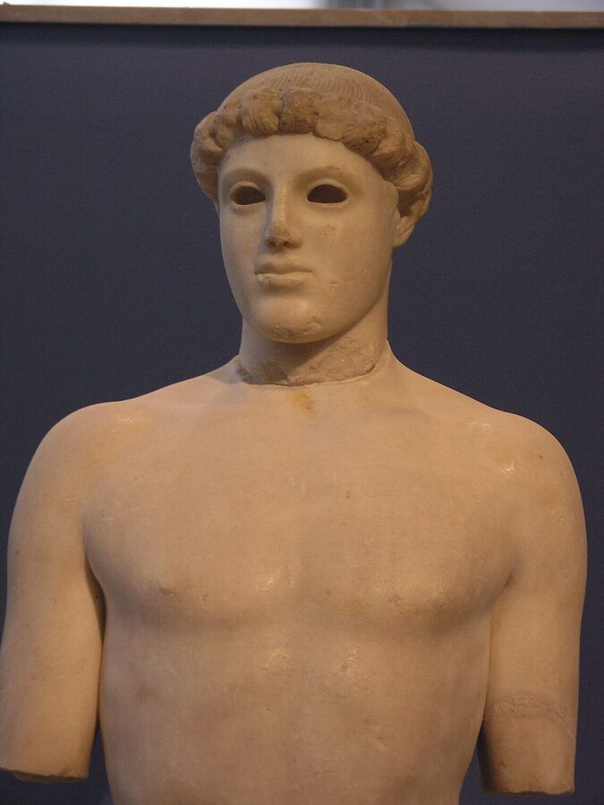 The Kritios Boy marble statue at the Acropolis Museum Athens