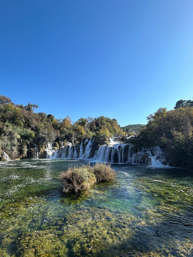 Waterfall flowing through Krka National Park Croatia