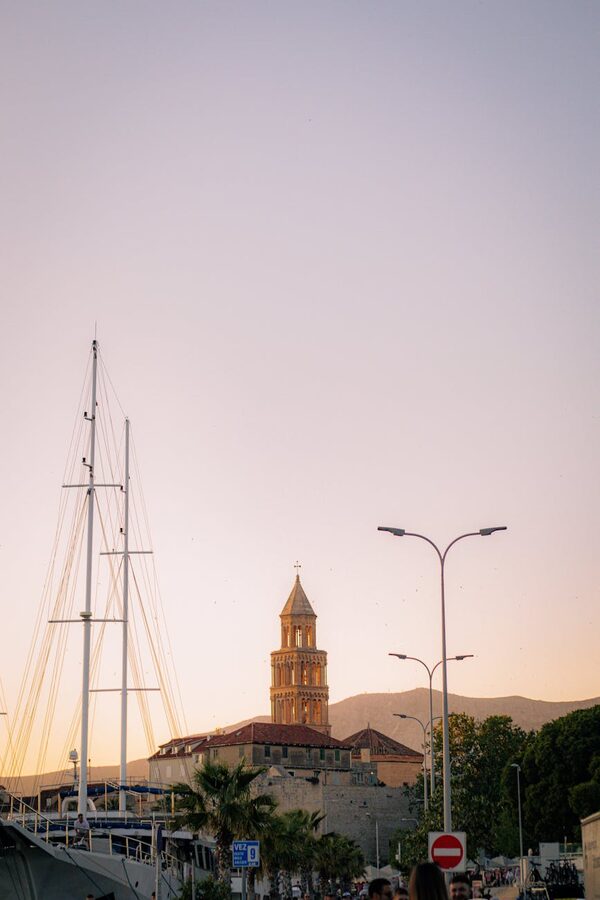 Diocletian Palace at sunset in Split Croatia