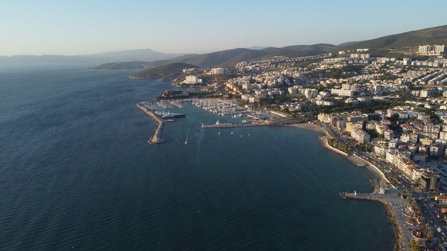 Kusadasi coast aerial view