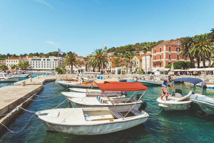 Boats docked at harbour in Split-Dalmatia Croatia
