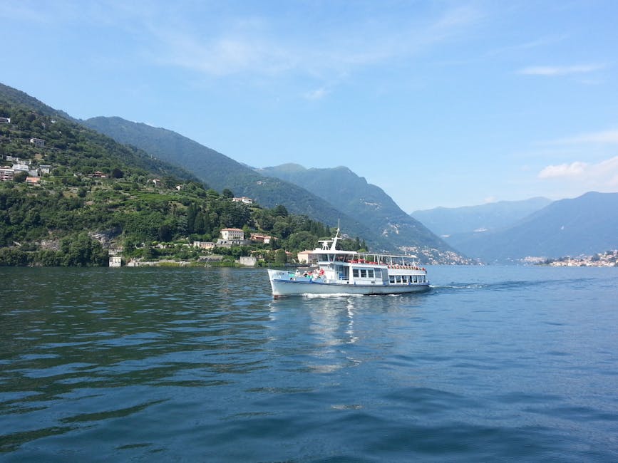 Ferry cruising on Lake Como, Italy
