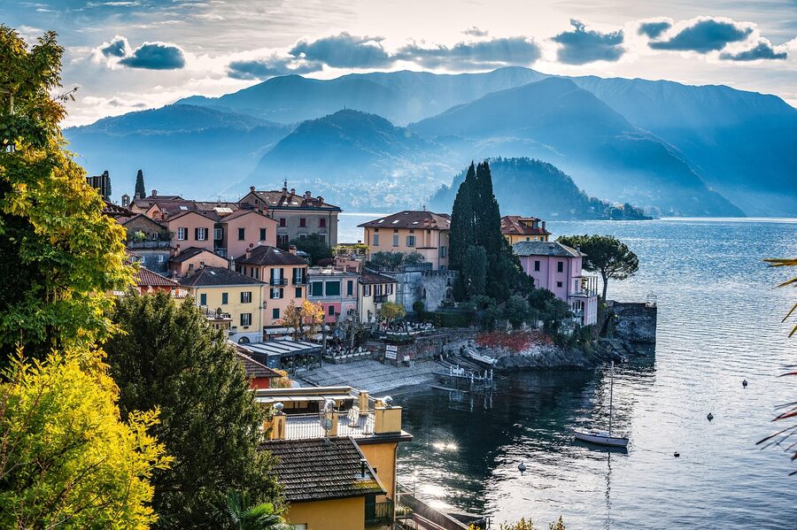 Lake Como with Italian Alps view