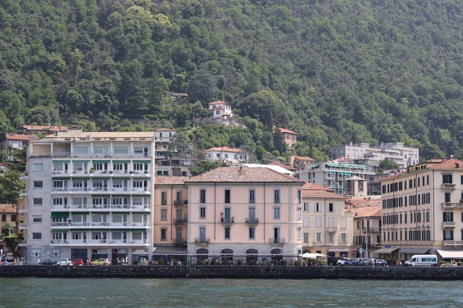 Lake Como lakeside architecture and waterfront