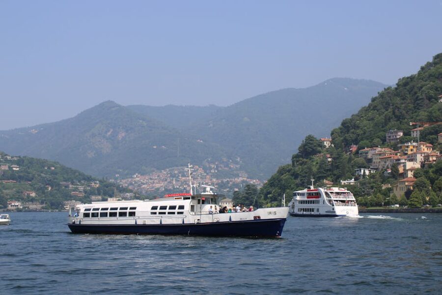Passenger boats on serene Lake Como
