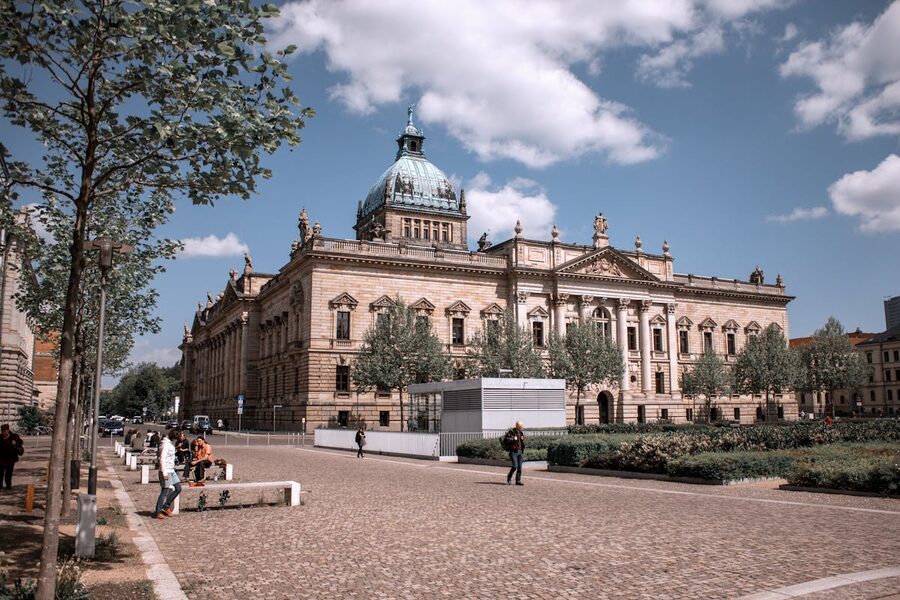 Federal Administrative Court building in Leipzig Germany on a clear day