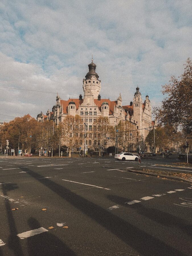 New Town Hall in Leipzig Germany with imposing tower and Gothic revival architecture