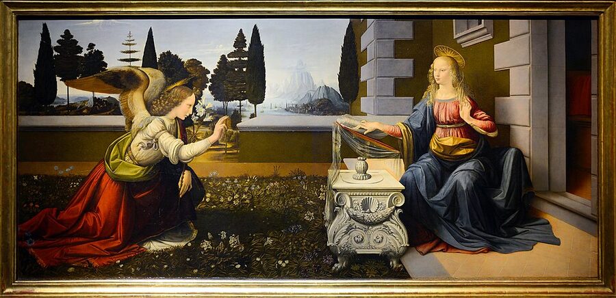 Leonardo da Vinci Annunciation at the Uffizi Gallery