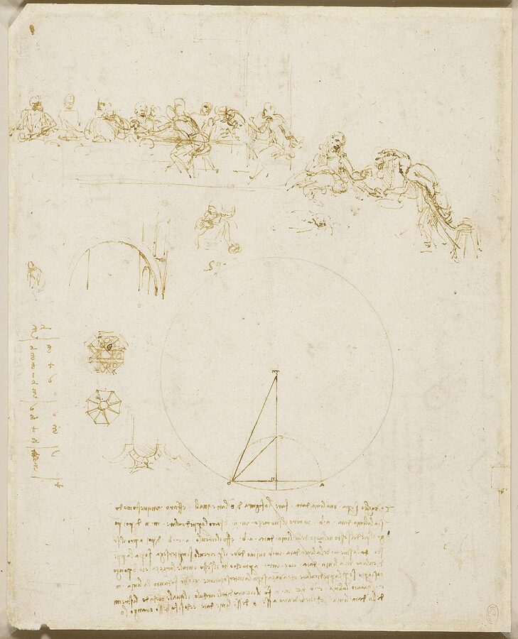 Leonardo's preparatory sketches for the Last Supper