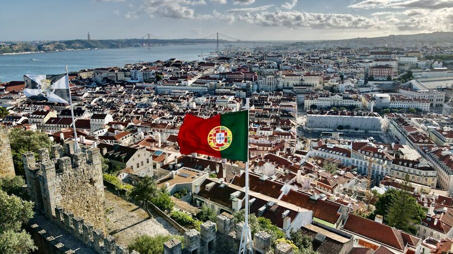 Panoramic view over Lisbon from São Jorge Castle walls
