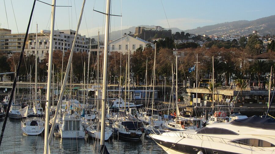 Funchal marina Madeira with boats