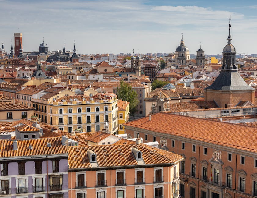 Madrid historic rooftops from above