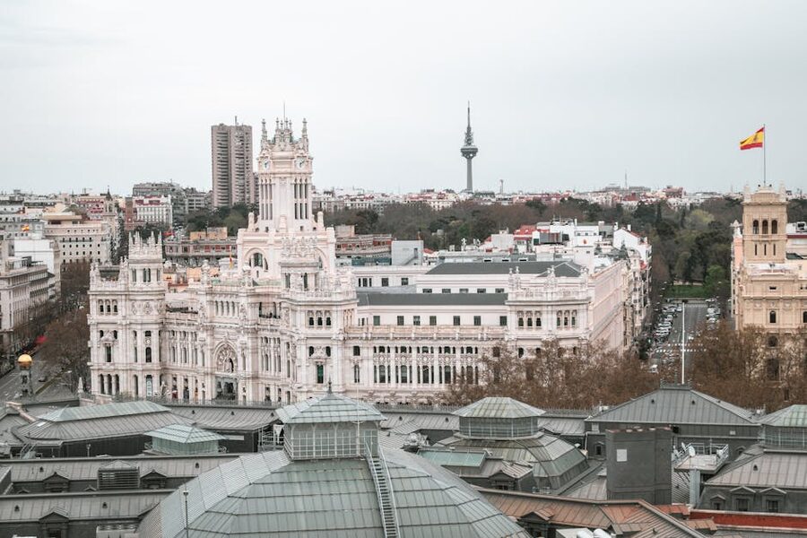 Aerial view of Palacio de Cibeles Madrid
