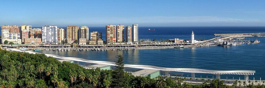 Malaga harbor panorama