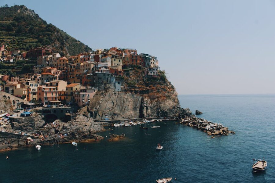 Manarola colorful houses perched on Ligurian coast