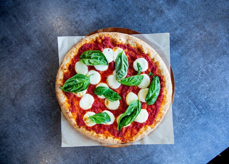 Classic Margherita pizza top view
