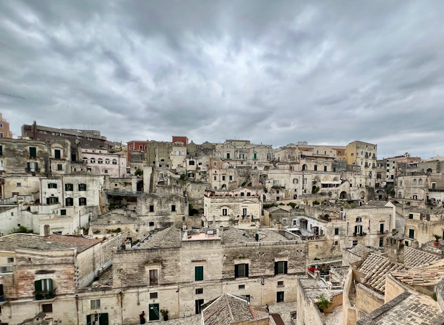 Aerial view of Matera stone dwellings