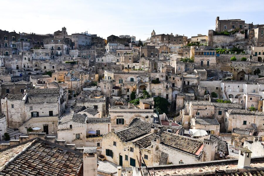 Ancient stone buildings in Matera, Italy