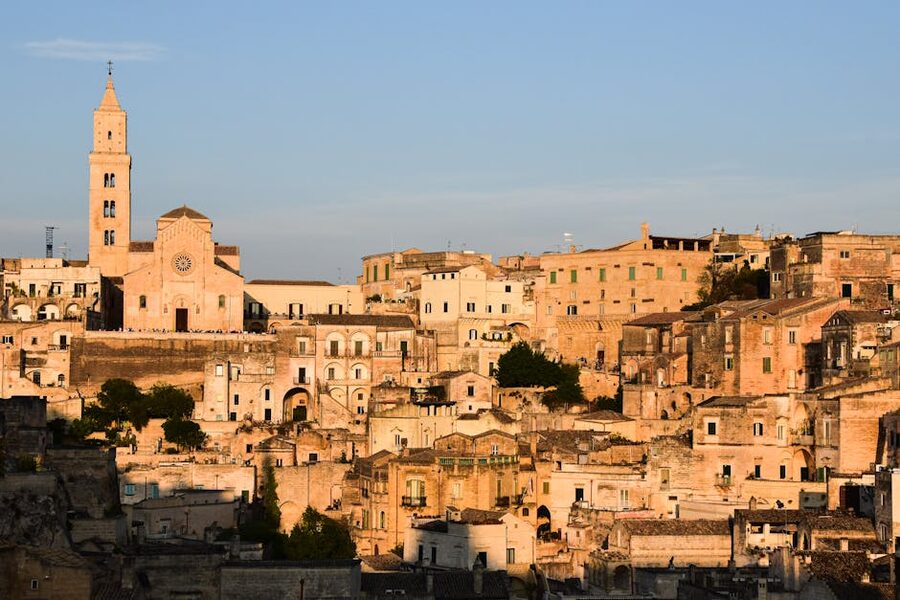 Matera sunset stone buildings