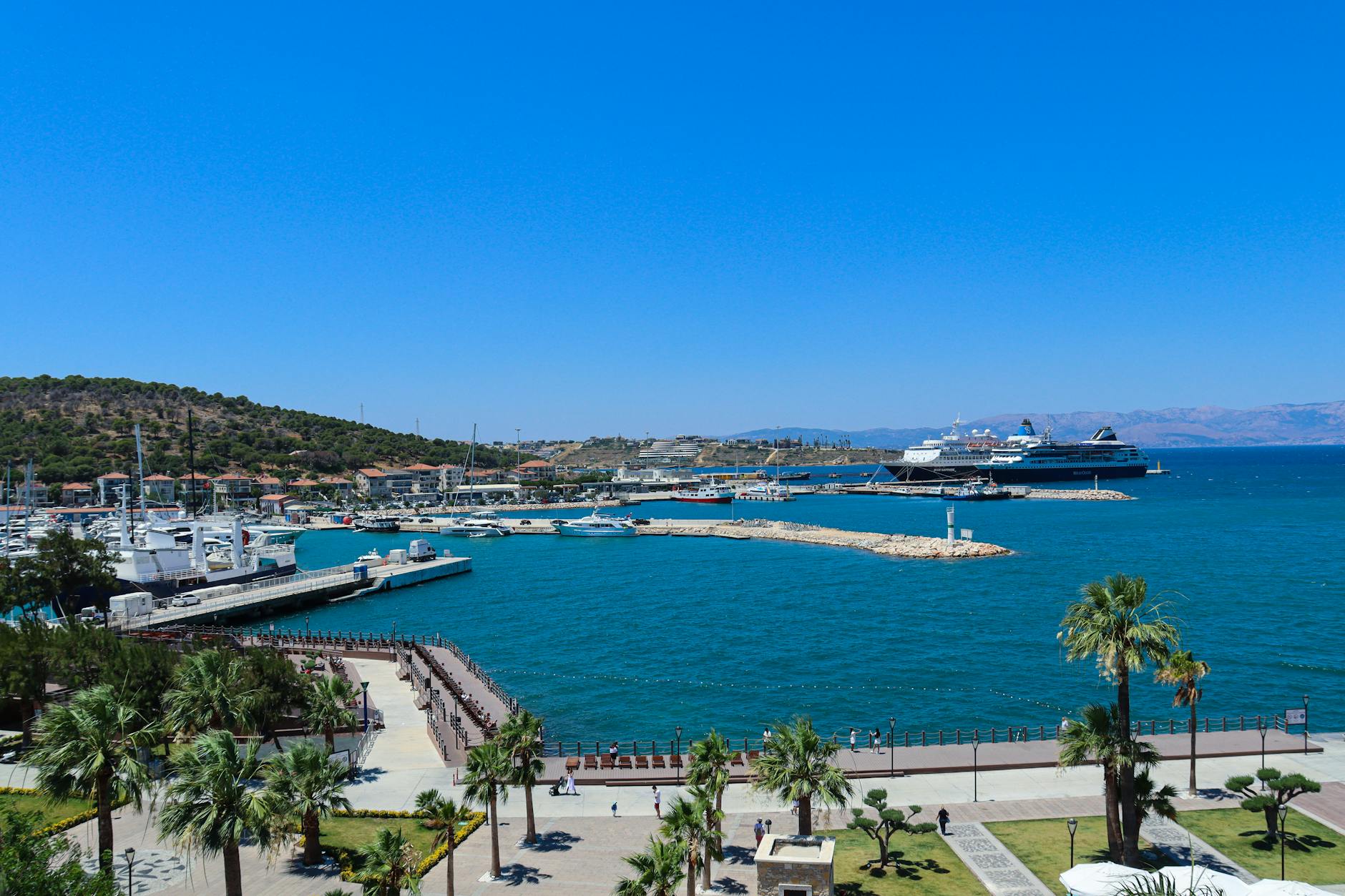 Mediterranean harbor with yachts docked
