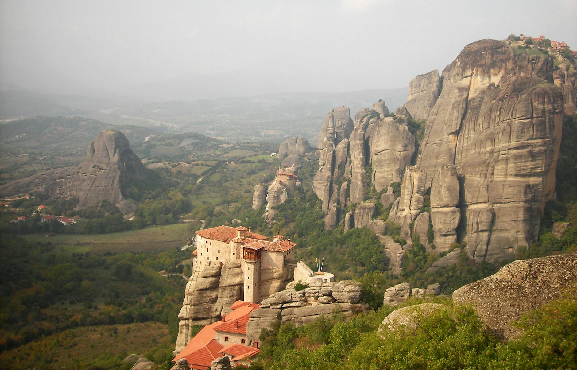 Ancient monasteries of Meteora on towering rocks