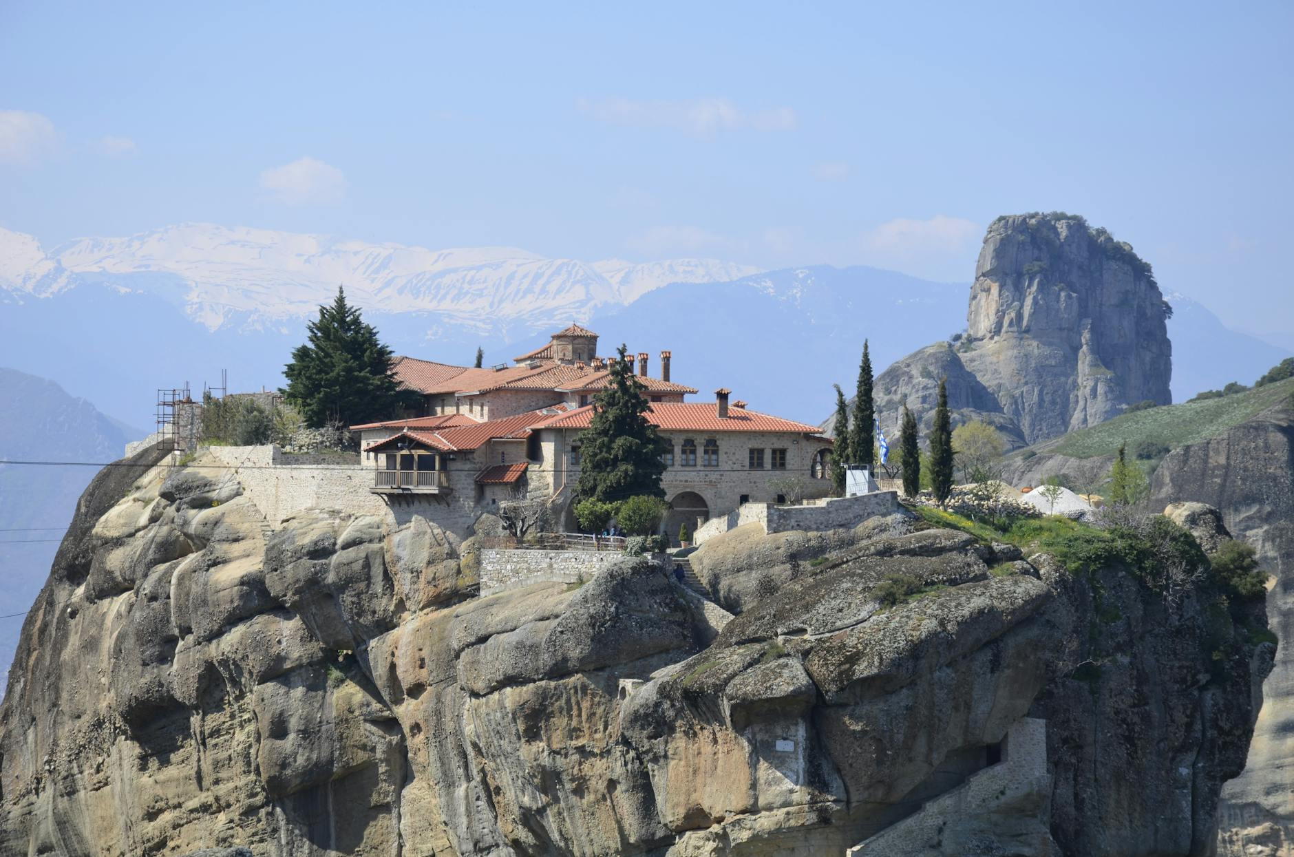 Meteora cliff with monastery perched on the edge