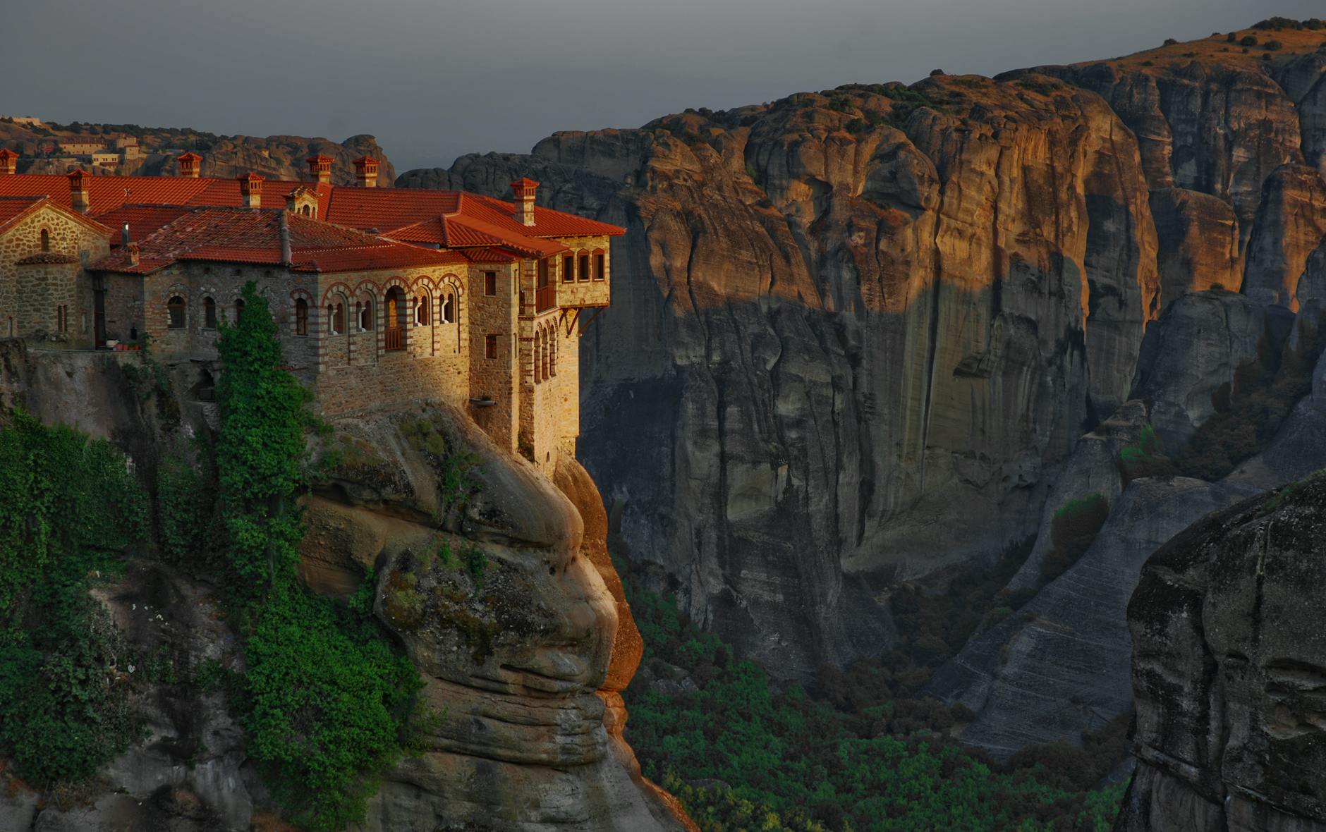 Great Meteoron Monastery at sunset, Meteora