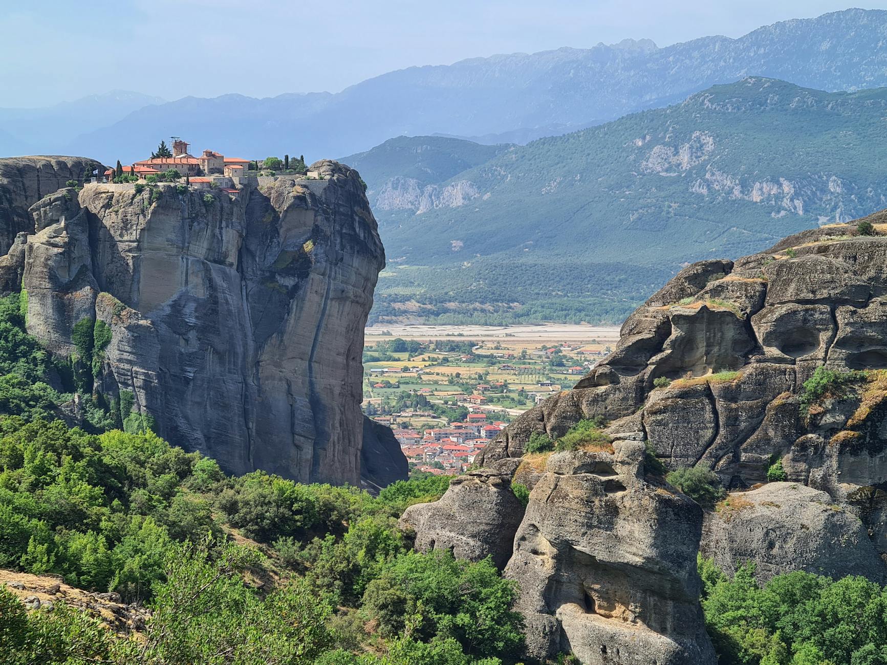 Meteora monasteries perched on towering rock formations