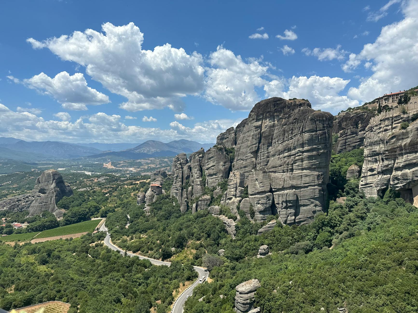 Rock formations at Meteora with dramatic sky