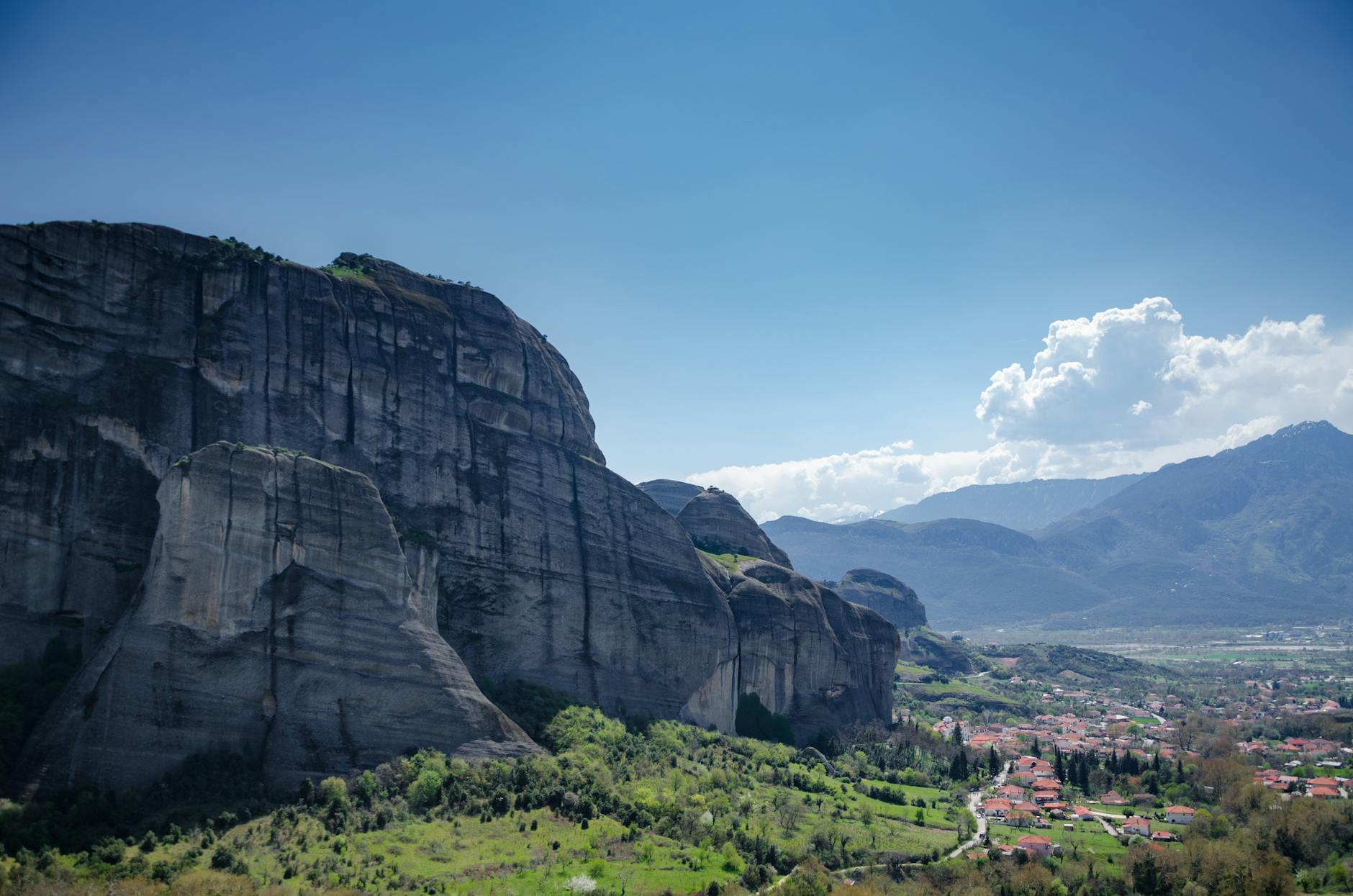 Meteora rock formations and landscape in Greece