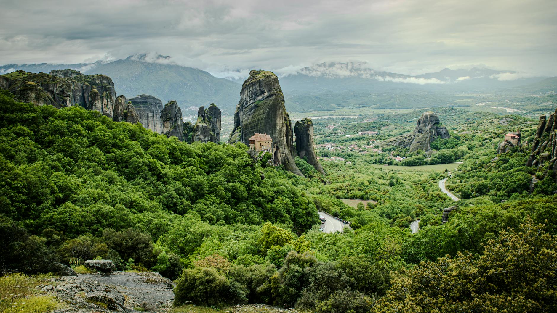 Rock formations and historic monasteries of Meteora, Greece