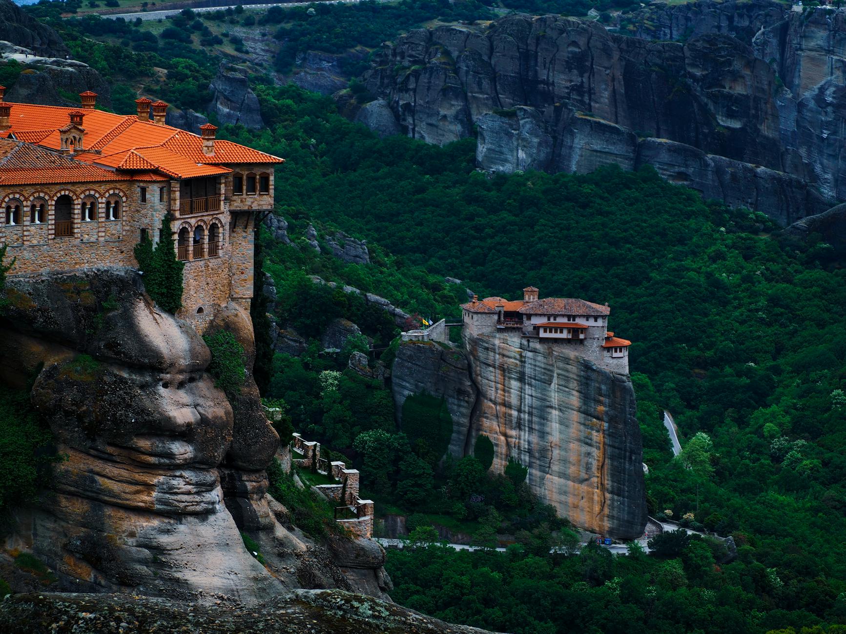 Rock pillars of Meteora with monasteries on top