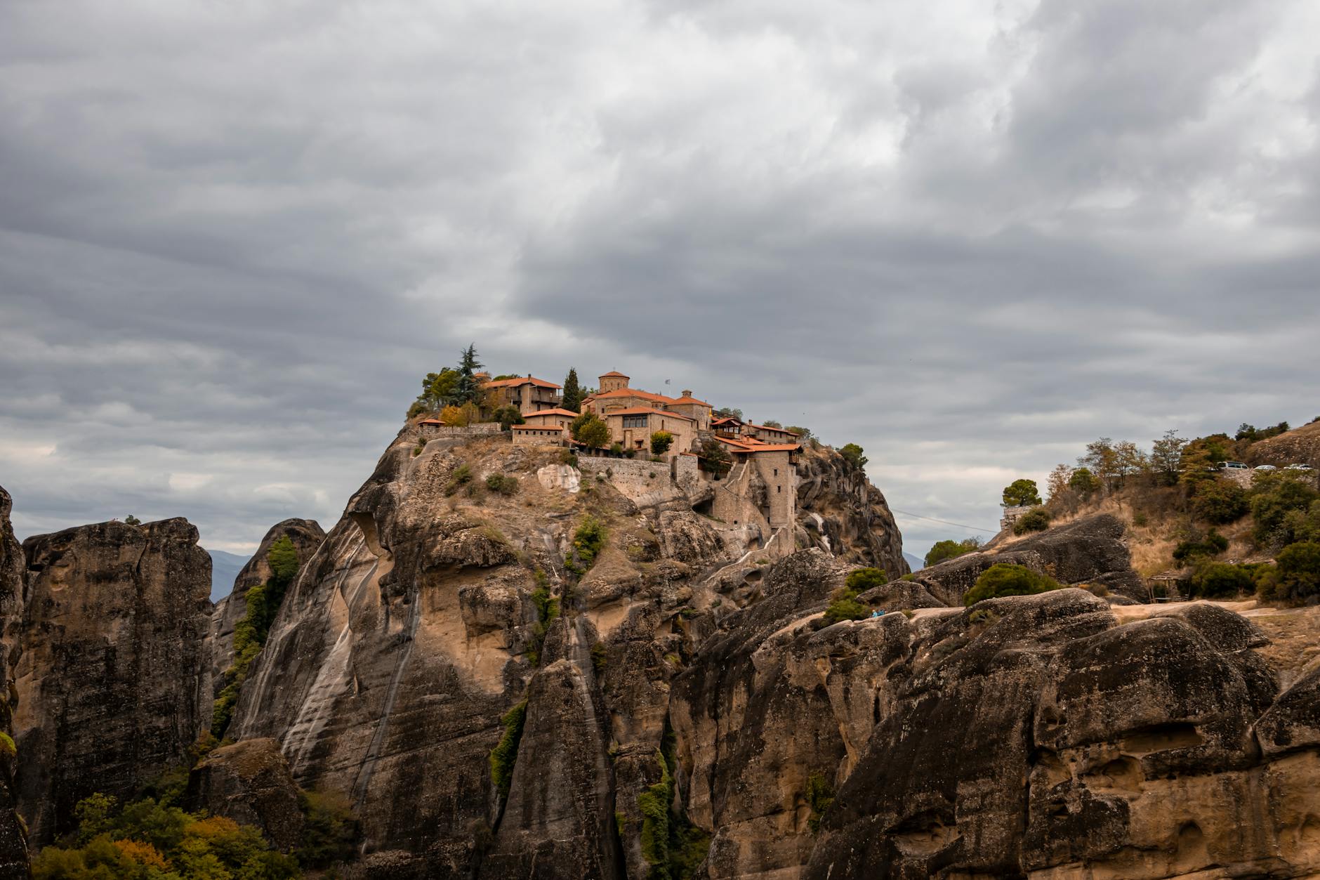 Meteora monasteries perched on towering cliffs in Greece