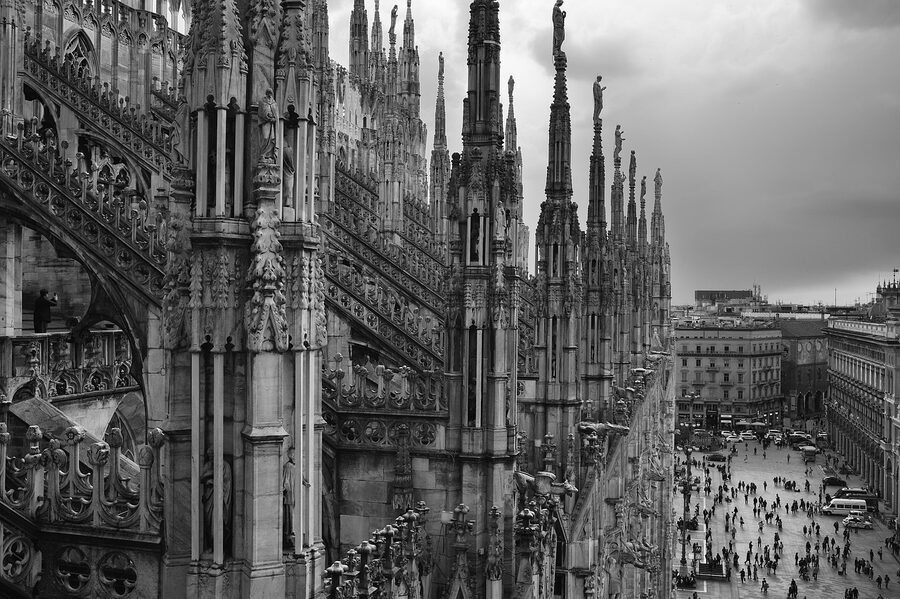 Carved detail on a Milan Duomo spire