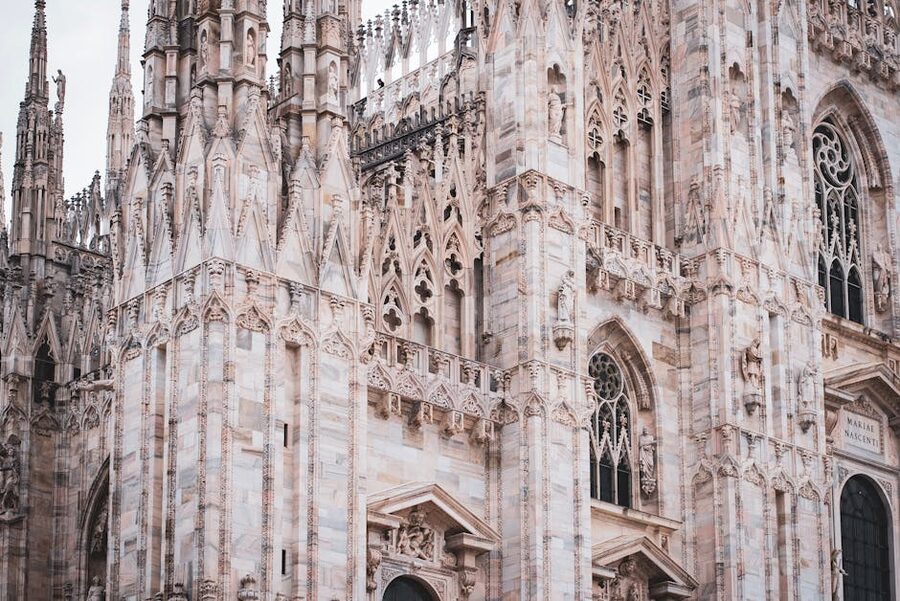 Detailed Gothic architecture of Milan Duomo