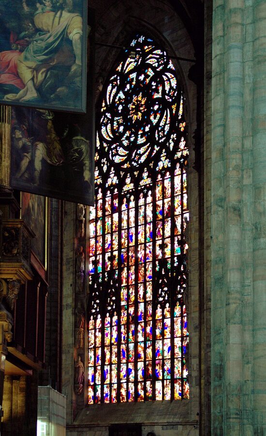 Milan Duomo stained glass window detail