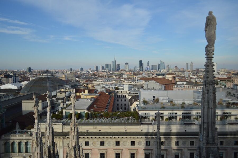 Milan skyline aerial