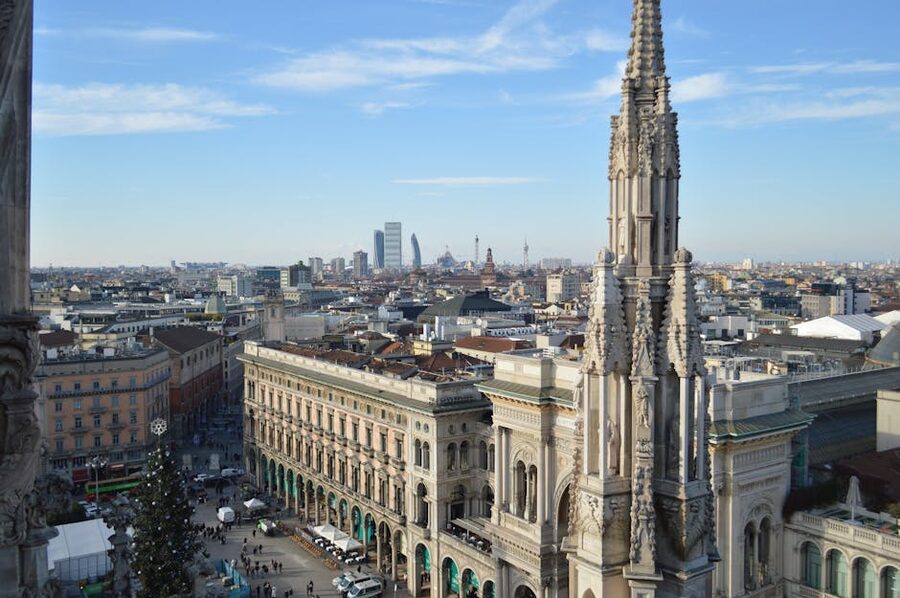 Milan skyline aerial stunning
