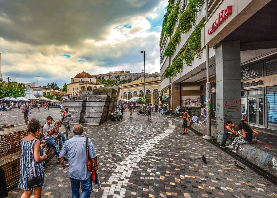 Monastiraki Square in Athens with historic architecture