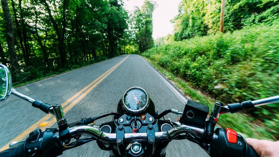 Motorcycle journey along open road