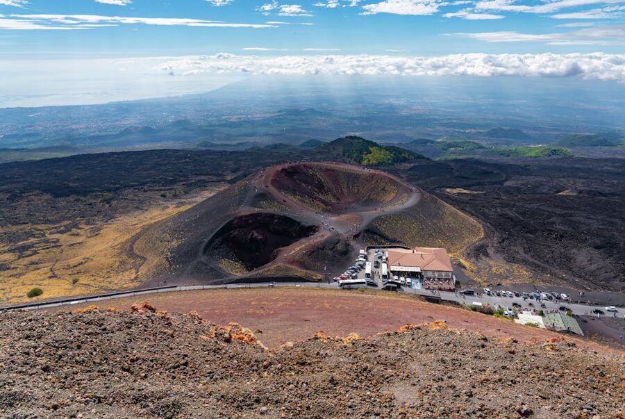 Mount Etna craters from aerial view