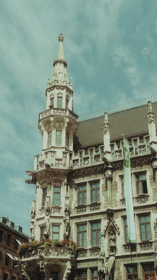 Neogothic architecture in central Munich at golden hour